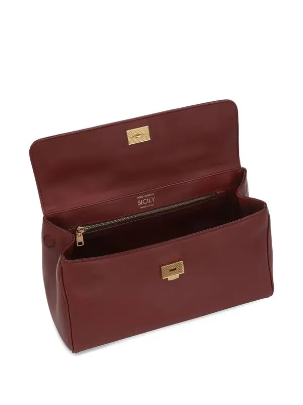 Dolce & Gabbana Plongé Leather My Sicily Handbag - Red