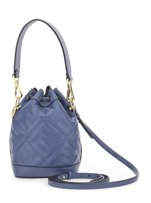 Fendi Mon Tresor' Mini Handbag With Adjustable And Removable Shoulder Strap And All-over Embossed Ff Motif In Leather - Multicolor