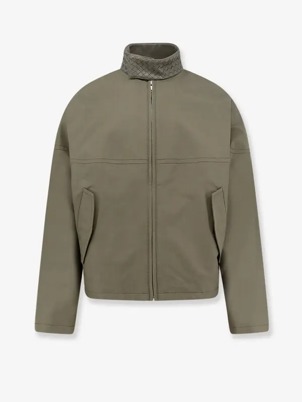 Bottega Veneta Cotton Jacket With Intrecciato Leather Detail - Multicolor