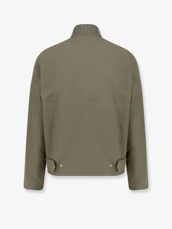 Bottega Veneta Cotton Jacket With Intrecciato Leather Detail - Multicolor
