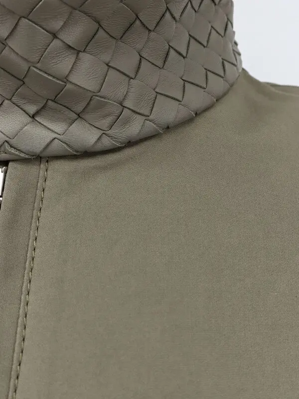 Bottega Veneta Cotton Jacket With Intrecciato Leather Detail - Multicolor