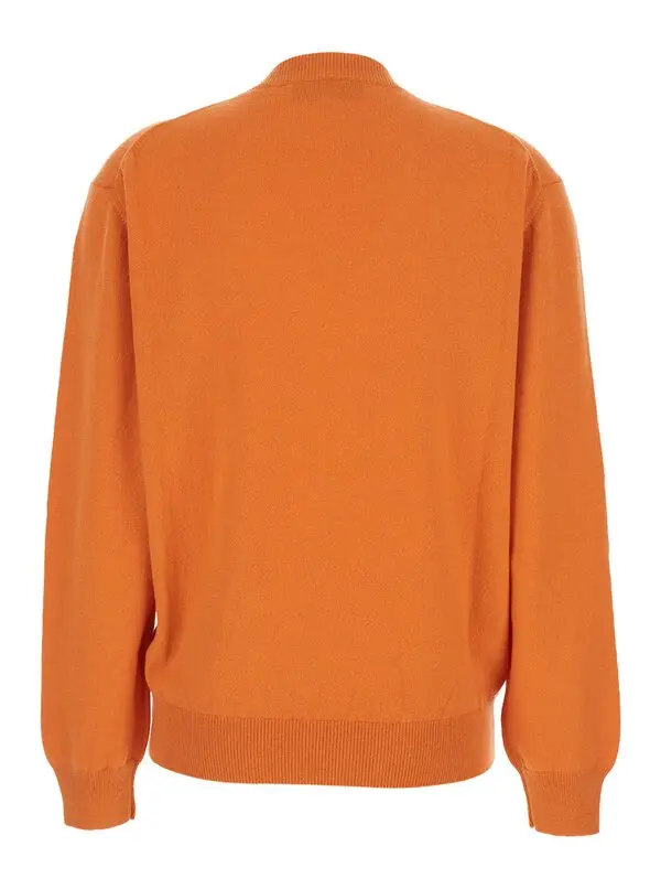 Fendi Cashmere V-neck Oversized Sweater With Logo Embroidery - Multicolor