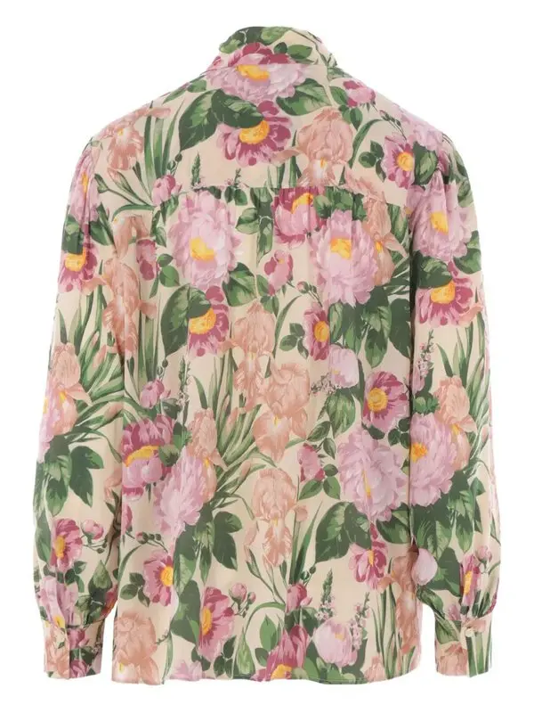 Chloé Maxi Gathered Lavallière Blouse In Crêpe De Chine - Multicolor