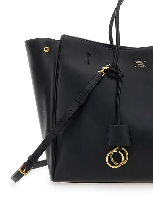 Balenciaga Hampton Medium Embossed Logo Leather Handbag - Multicolor