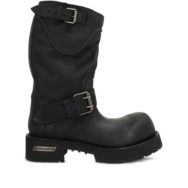 Balenciaga Leather Buckled Boots - Black