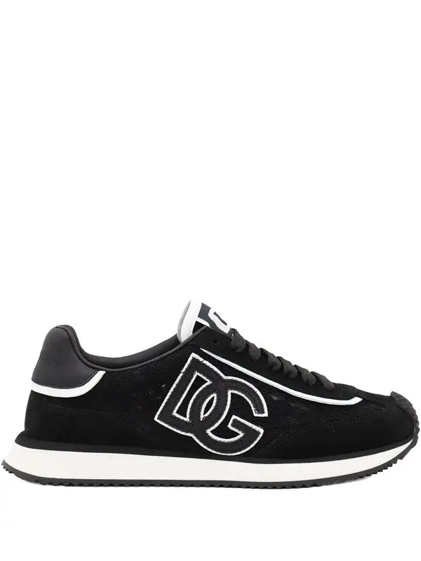 Dolce & Gabbana Dg Cushion Lace-detailed Suede Sneakers - Black