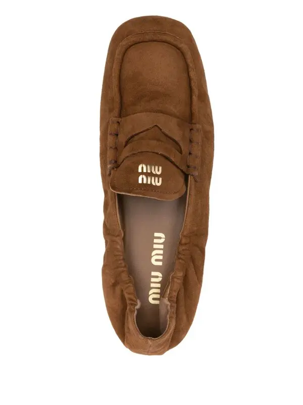 Miu Miu Ruched Leather Loafers - Multicolor