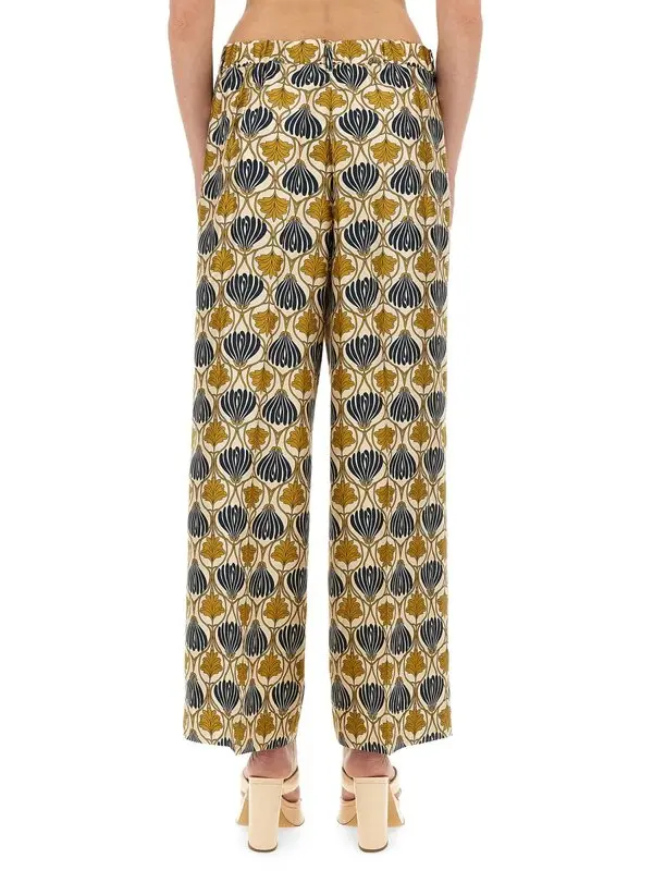 Max Mara Wide Straight Leg Silk Pants - Multicolor