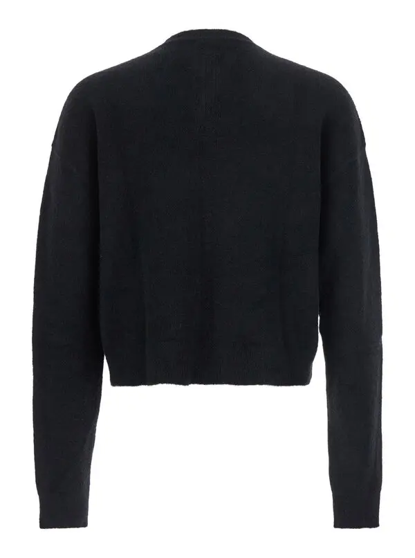 Rick Owens Wool Blend V-neck Cropped Sweater