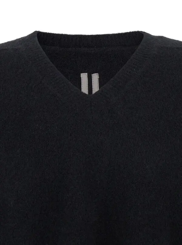 Rick Owens Wool Blend V-neck Cropped Sweater