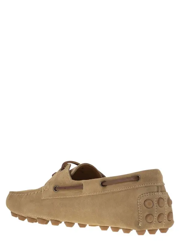 TOD'S Gommino Bubble Suede Boat Shoes - Cream
