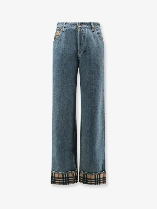 Burberry Dexter Jeans With Traditional Check Detail - Multicolor