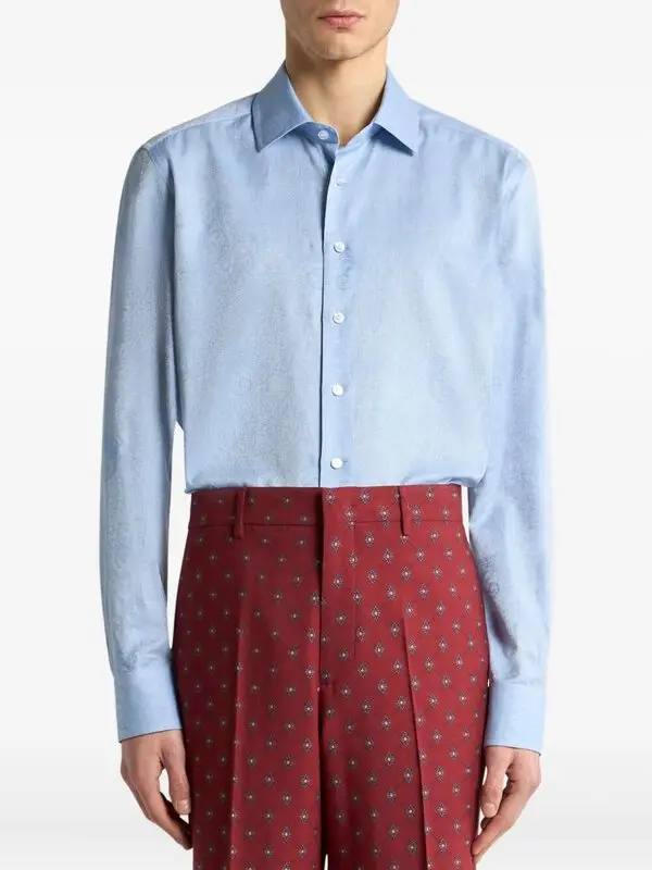 Etro Cotton Jacquard Shirt With Gecko Motif