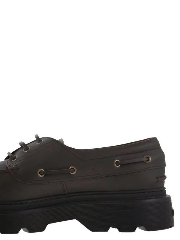 TOD'S Waxed Calfskin Leather Boat Loafers With Lug Sole