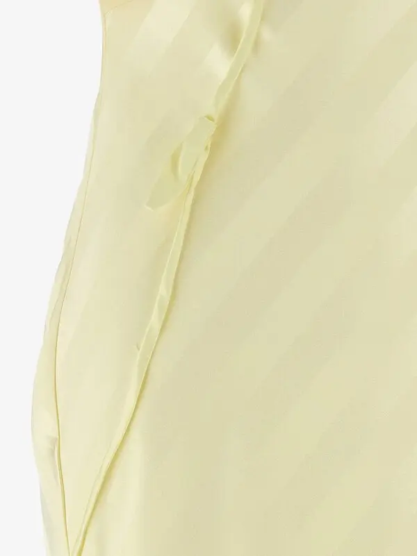 SELF-PORTRAIT Striped Satin Long Dress - Yellow