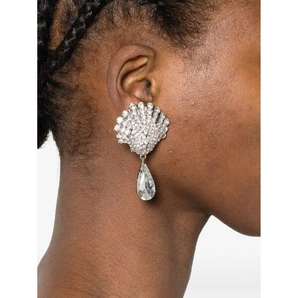 Alessandra Rich Tone Crystal Embellished Shell Drop Earrings