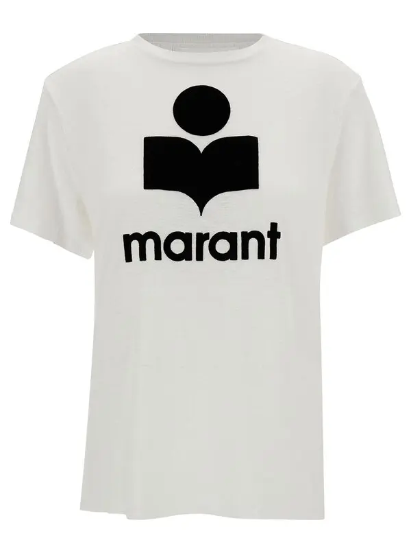 Isabel Marant Étoile Linen T-shirt With Contrast Logo - White