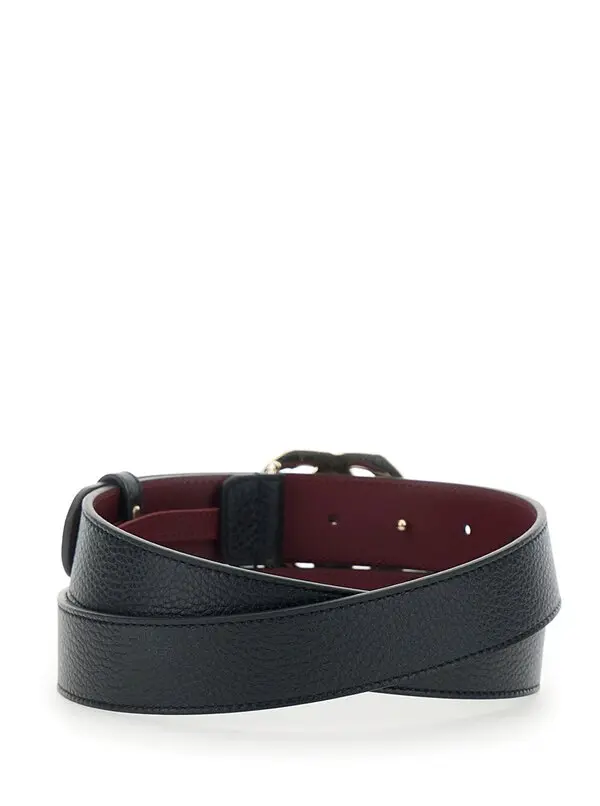 Gucci Belt With Gg Buckle In Hammered Leather