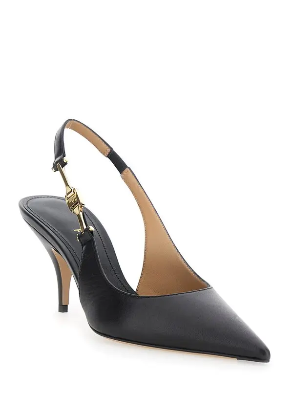 FERRAGAMO Tally Black Leather Slingback Pumps - Multicolor