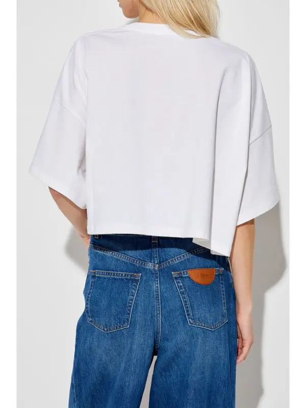 Chloé Cotton Logo Print Cropped T-shirt