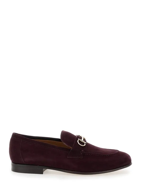 FERRAGAMO Suede Loafers With Gancini Plaque