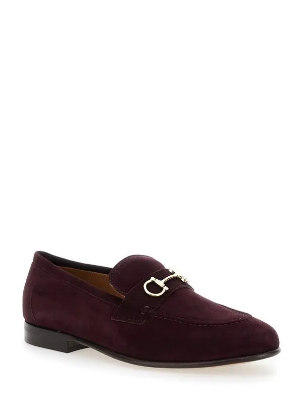 FERRAGAMO Suede Loafers With Gancini Plaque