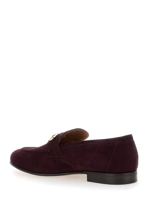 FERRAGAMO Suede Loafers With Gancini Plaque