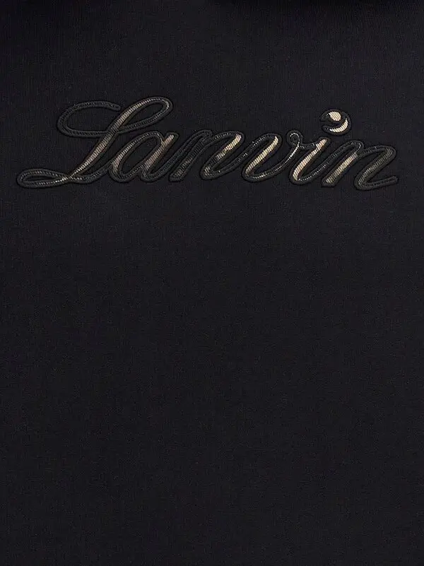 LANVIN Logo Embroidered Cotton Hoodie