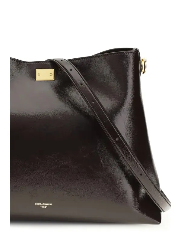 Dolce & Gabbana Large Vittoria Leather Shoulder Bag - Brown