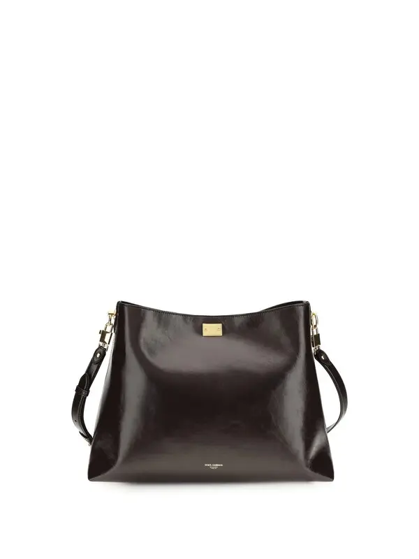 Dolce & Gabbana Large Vittoria Leather Shoulder Bag - Brown