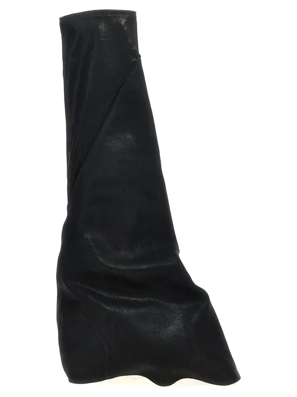 Rick Owens Fetish Boots In Overdyed Stretch Foil - Black