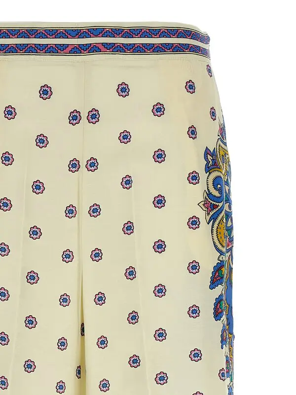 Etro Palazzo Pants With Jacquard Roses And Floral Print