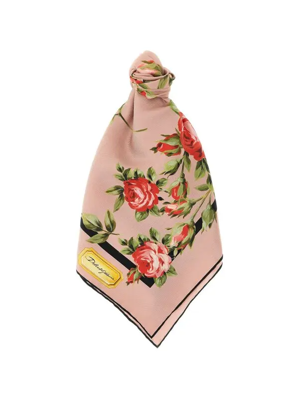 Dolce & Gabbana Roses Bouquet Print Silk Foulard - Multicolor