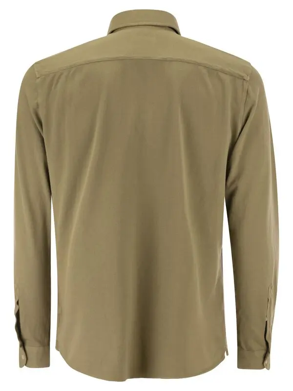 FAY Cotton French Collar Shirt - Brown