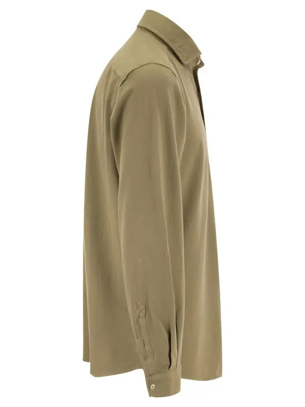 FAY Cotton French Collar Shirt - Brown