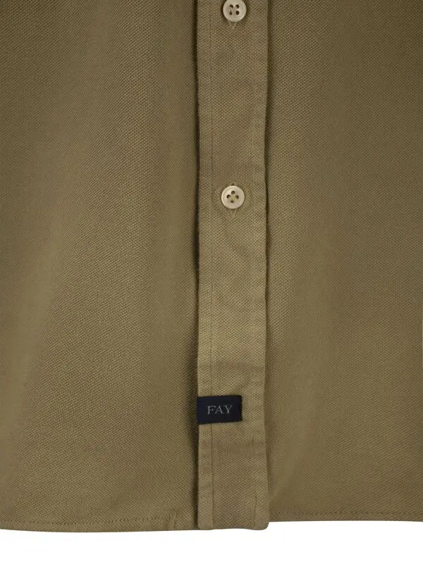 FAY Cotton French Collar Shirt - Brown