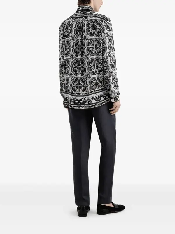 Dolce & Gabbana Majolica-print Silk Shirt - Black