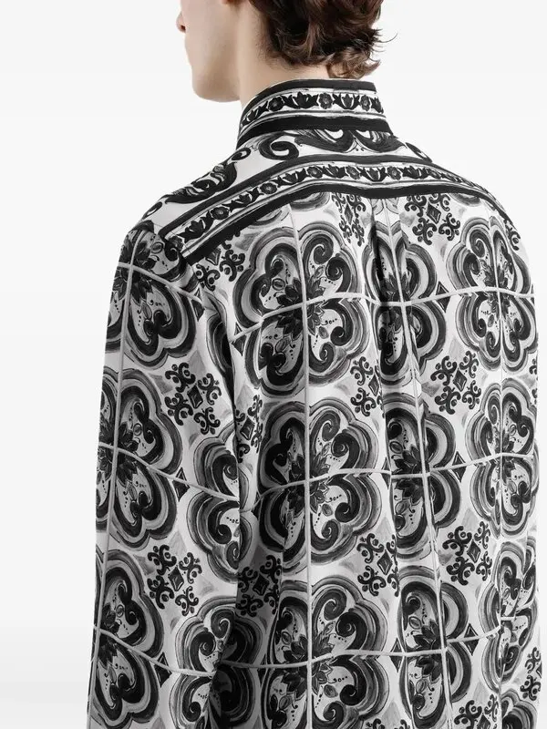 Dolce & Gabbana Majolica-print Silk Shirt - Black