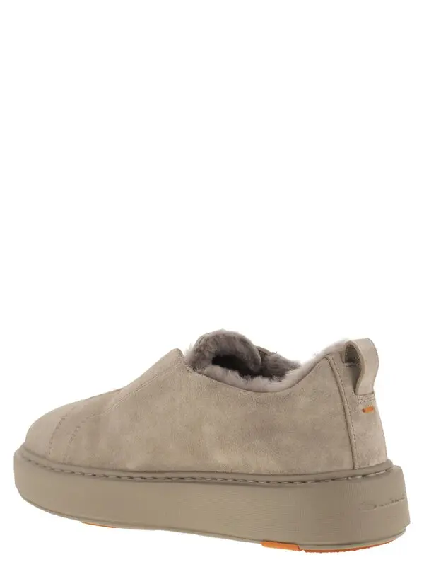 Santoni Slip-on Suede Sneakers With Fur Lining