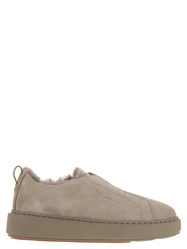 Santoni Slip-on Suede Sneakers With Fur Lining - Multicolor