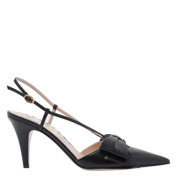Valentino Garavani Slingback Pointed Toe Stiletto Heel With Bow Detailing - Black