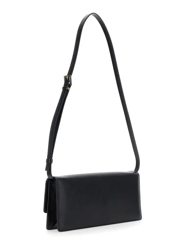 TOM FORD Grained Leather Crossbody Bag With T Plaque - Black