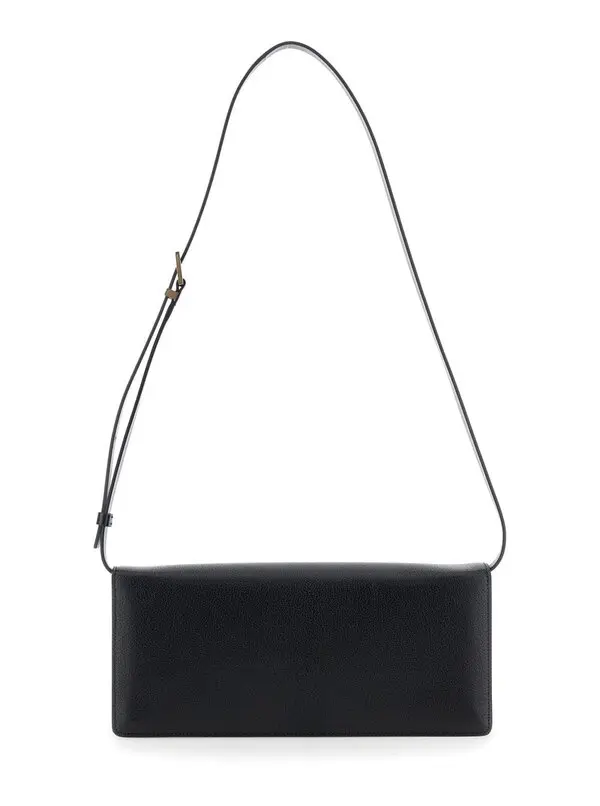TOM FORD Grained Leather Crossbody Bag With T Plaque - Black