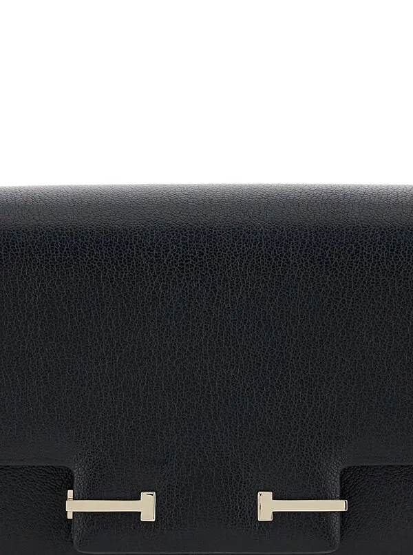 TOM FORD Grained Leather Crossbody Bag With T Plaque - Multicolor