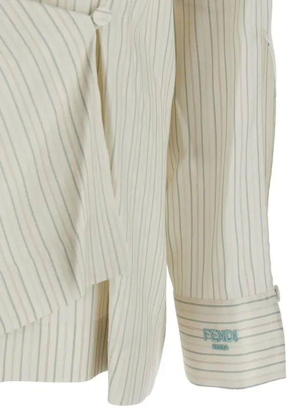 Fendi Silk Striped Shirt With Pointed Collar And Asymmetrical Closure