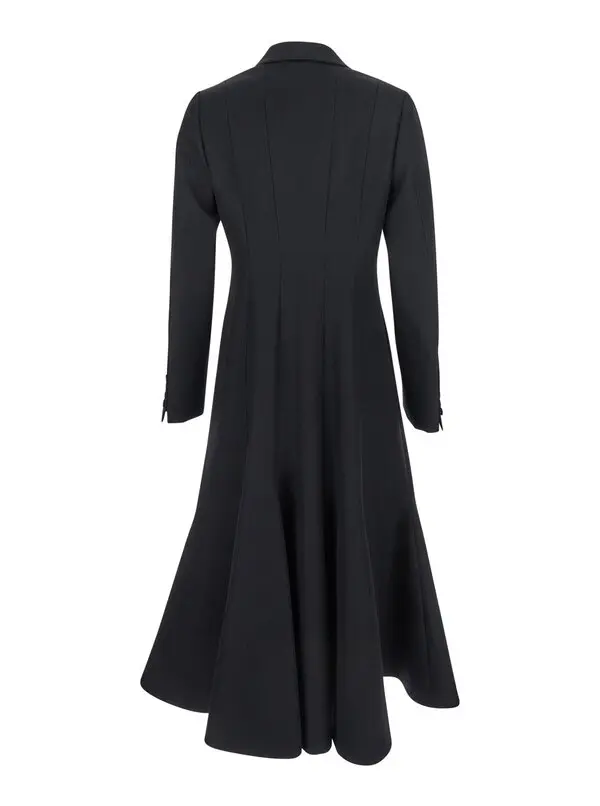 Fendi Black Wool Double-breasted Flared Coat - Multicolor
