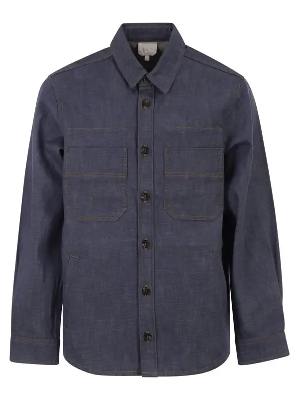 A.p.c. Cotton Denim Shirt With Patch Pockets - Blue