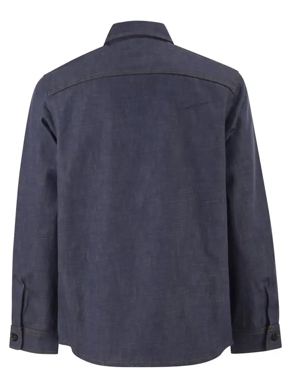 A.p.c. Cotton Denim Shirt With Patch Pockets - Blue