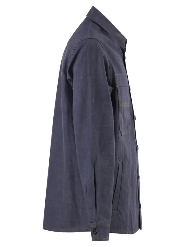 A.p.c. Cotton Denim Shirt With Patch Pockets - Blue