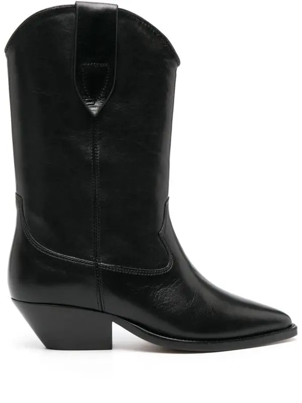 Isabel Marant Étoile Duerto Leather Cowboy Boots - Black